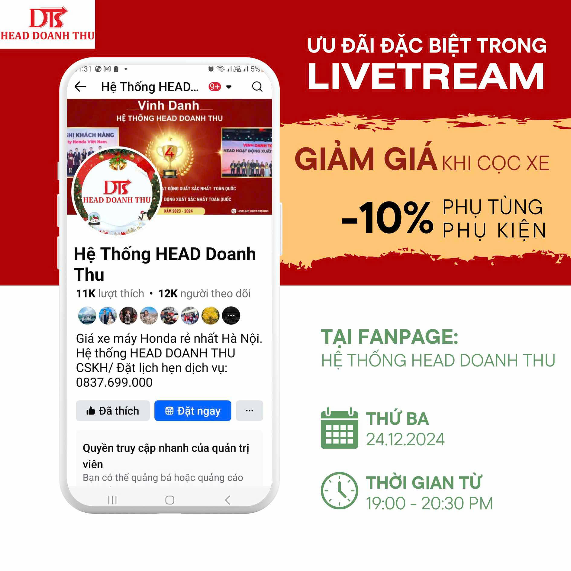 [Thông báo LIVESTREAM] - Hệ Thống HEAD Doanh Thu